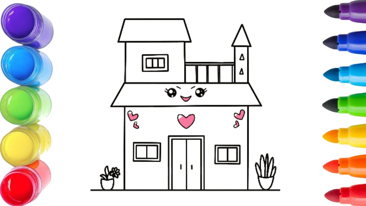 How to Draw a Cute House Easy for Kids and Toddlers Doll House Simple ...