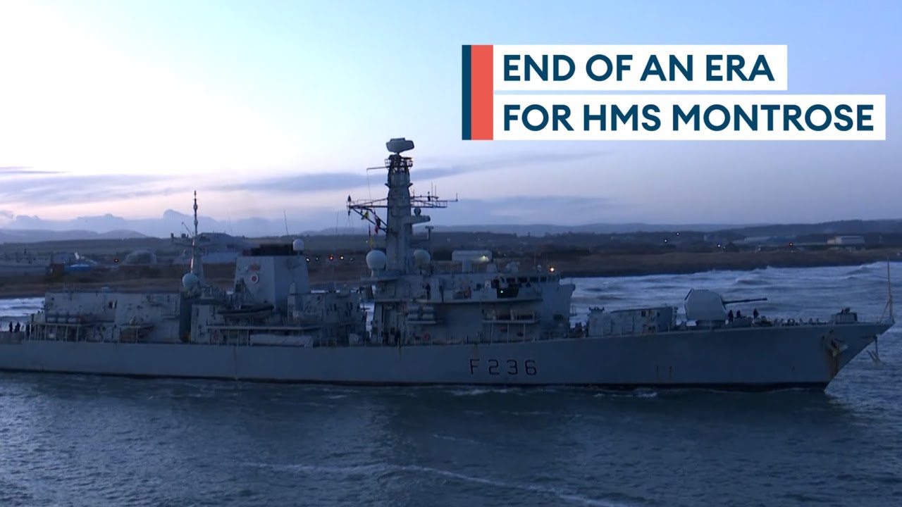 HMS Montrose sets sail on final journey after 30 years of service - YouTube