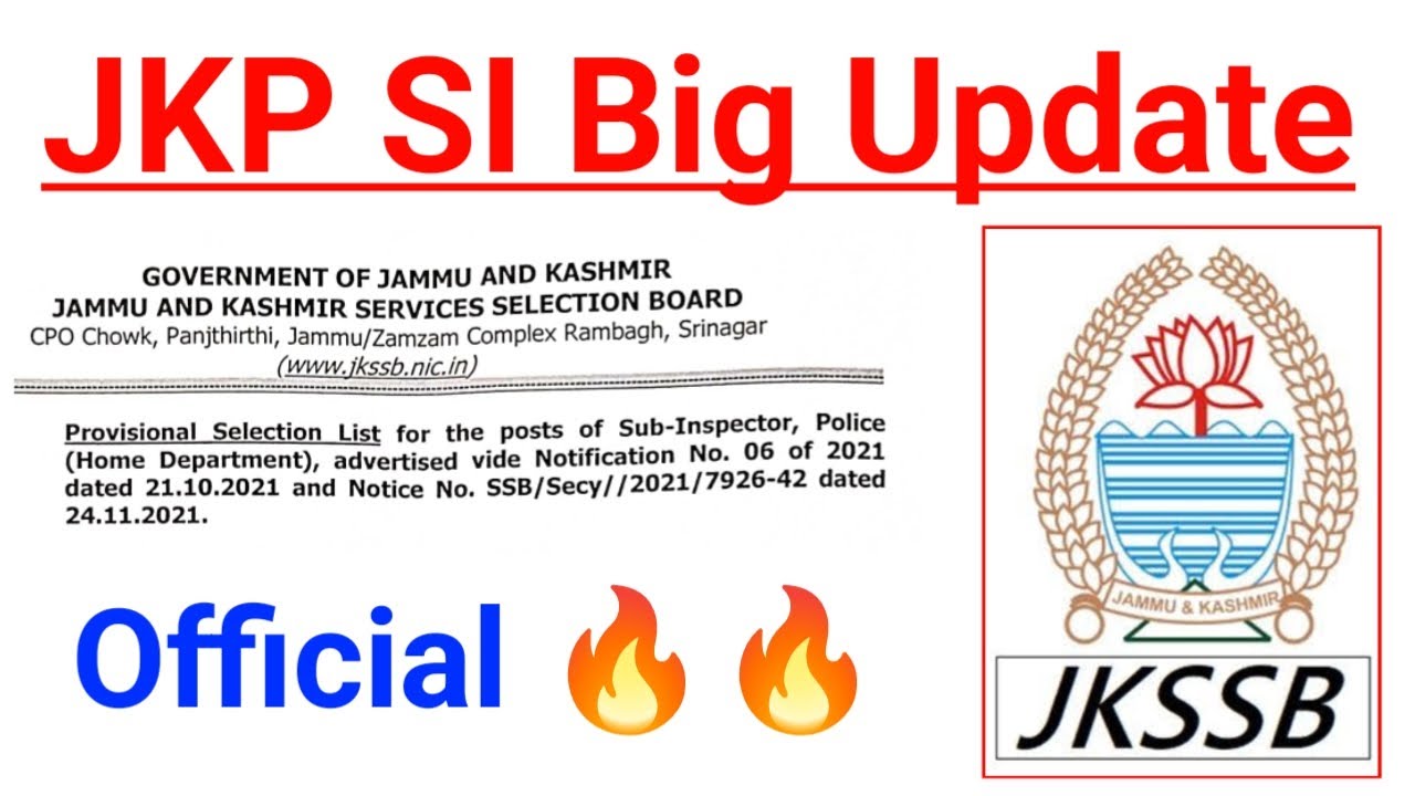 JKP SI Final Selection List Out JKP SI Fresh Update 🔥 #jkssb - YouTube