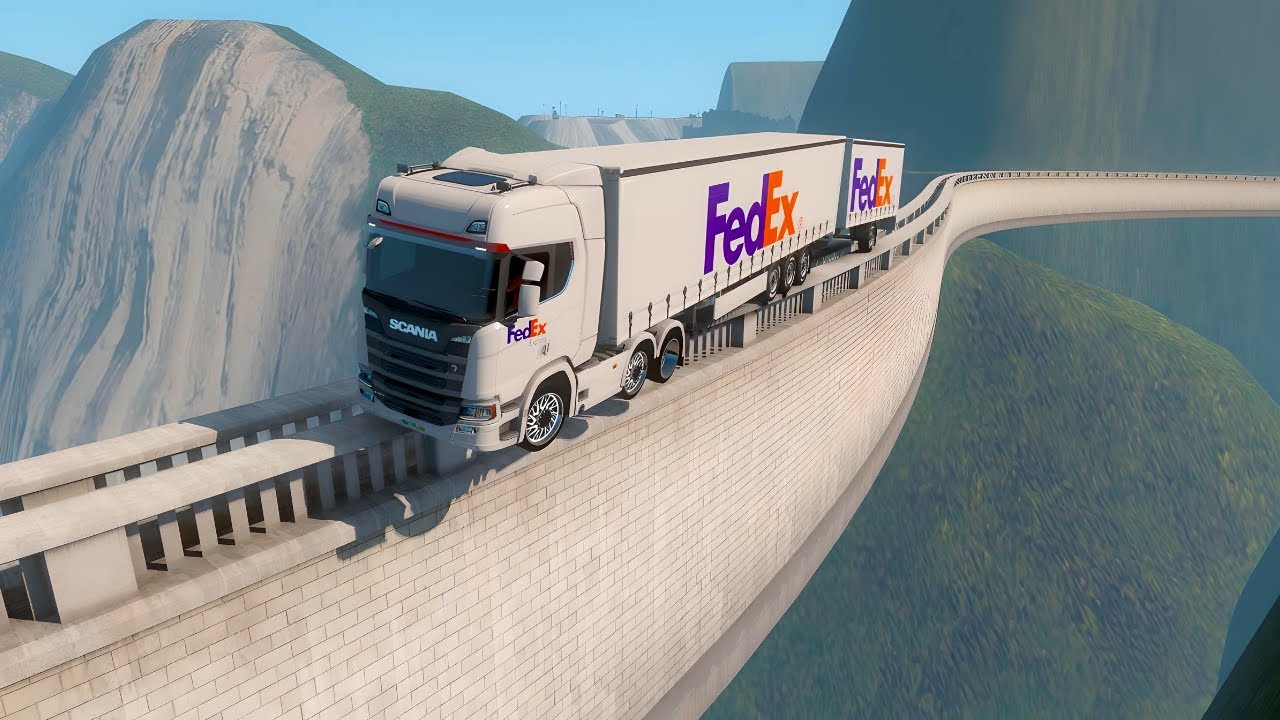 FedEx double on Most Dangerous roads in Ets2 - YouTube