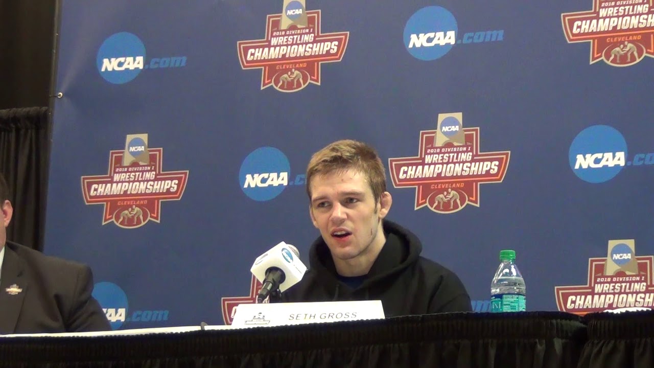 Seth Gross (SD State) after 133 lbs. semifinals win at 2018 NCAAs - YouTube