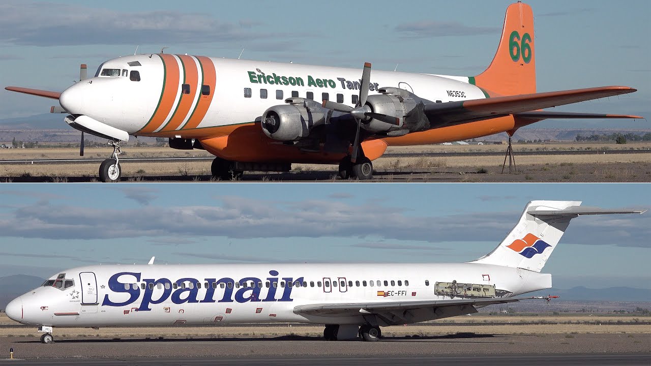 Erickson Aero Tanker Fire Bombers DC-7 MD-87 and MD-83 in Madras OR ...