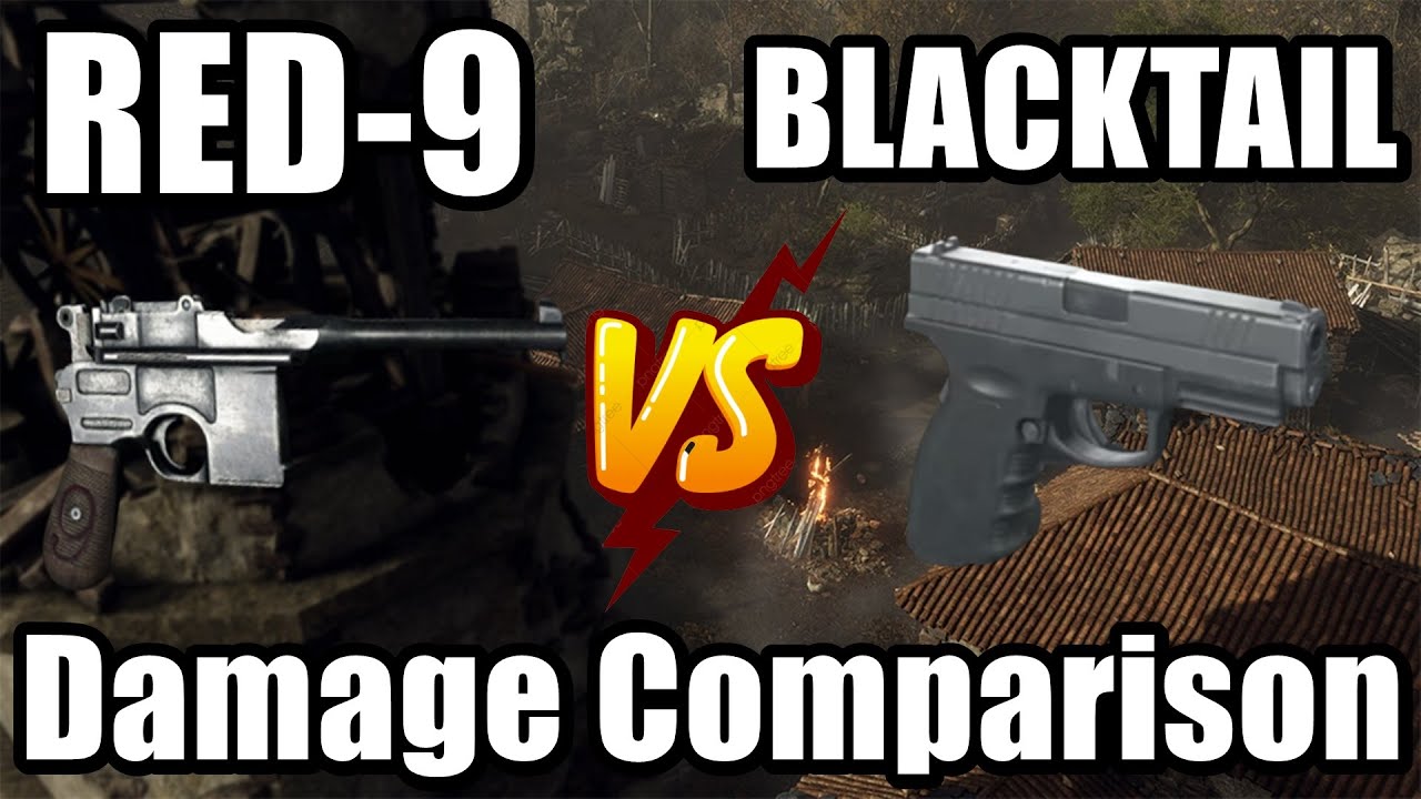 Resident Evil 4 Remake RED-9 VS BLACKTAIL Damage Comparison (LVL 1 & LVL MAX) - YouTube
