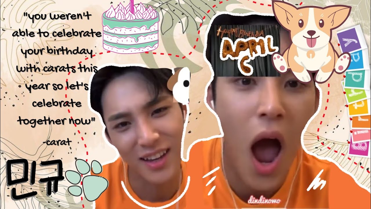 210711 Online Fansign | Carat celebrating Mingyu's birthday with a cake ...