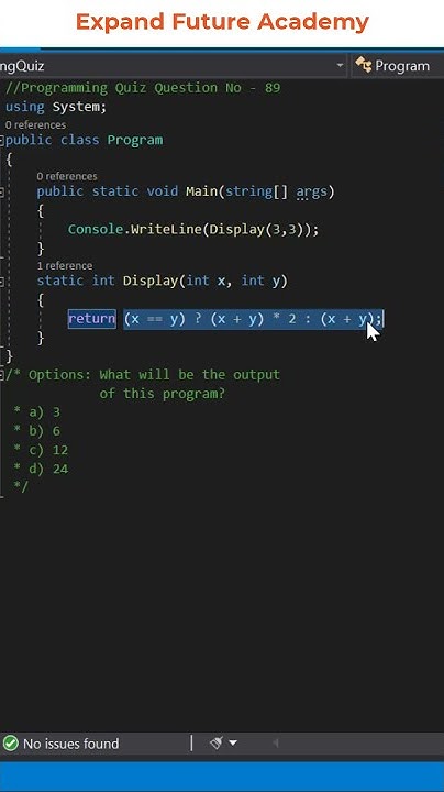 Solution for Programming Quiz Questions - Q89 - Expand Future Academy #Shorts #CSharp #Dotnet ...