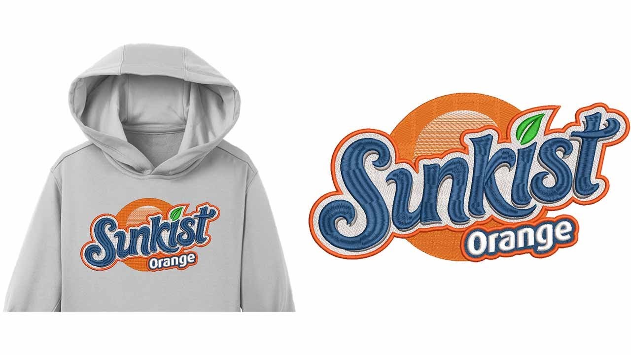 Sunkist Embroidery logo for Hoodie. - YouTube