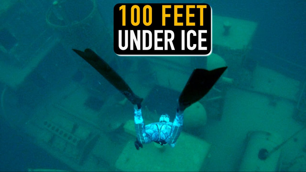 Ice Diving Shipwreck 100 ft Deep - YouTube