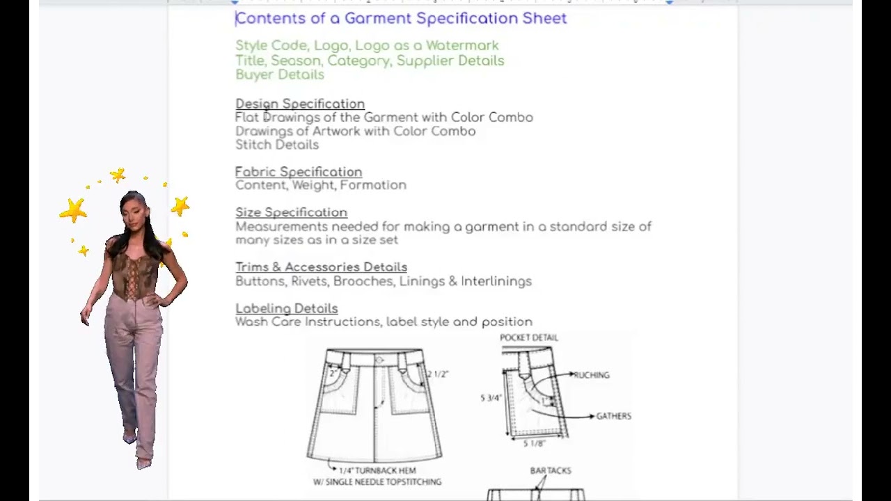 Contents of a garment specification sheet - YouTube