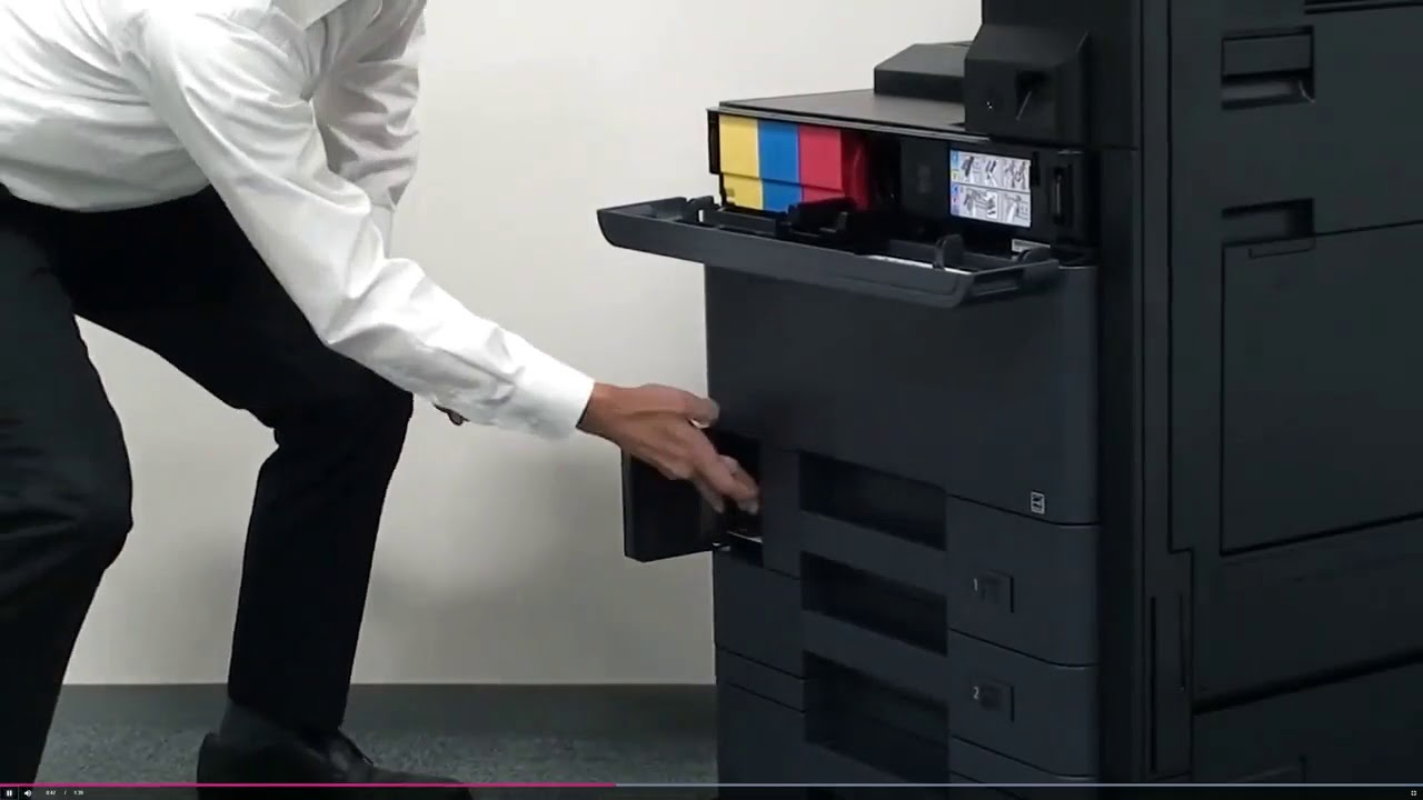 Swapping Empty Black Toner Cartridge to Waste Toner Collection Bottle ...