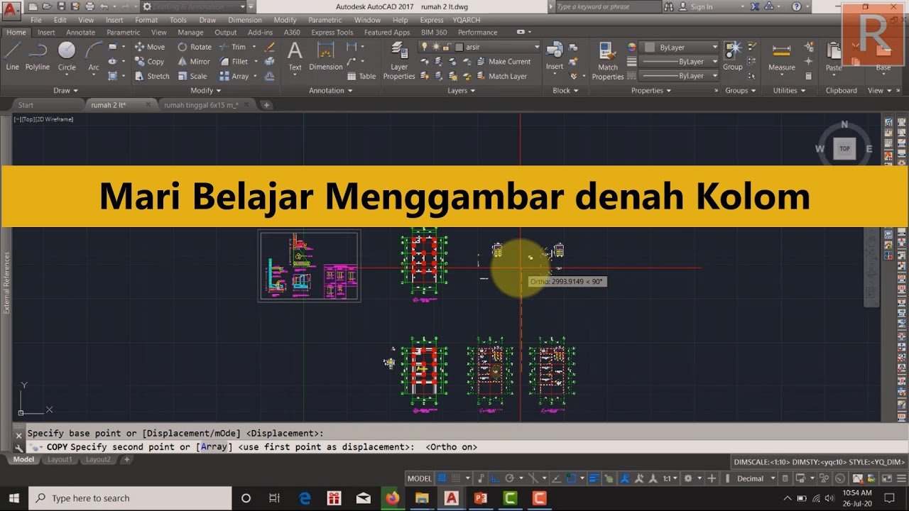 CARA MUDAH MEMBUAT DENAH KOLOM, RUMAH TINGGAL 2 LANTAI - YouTube