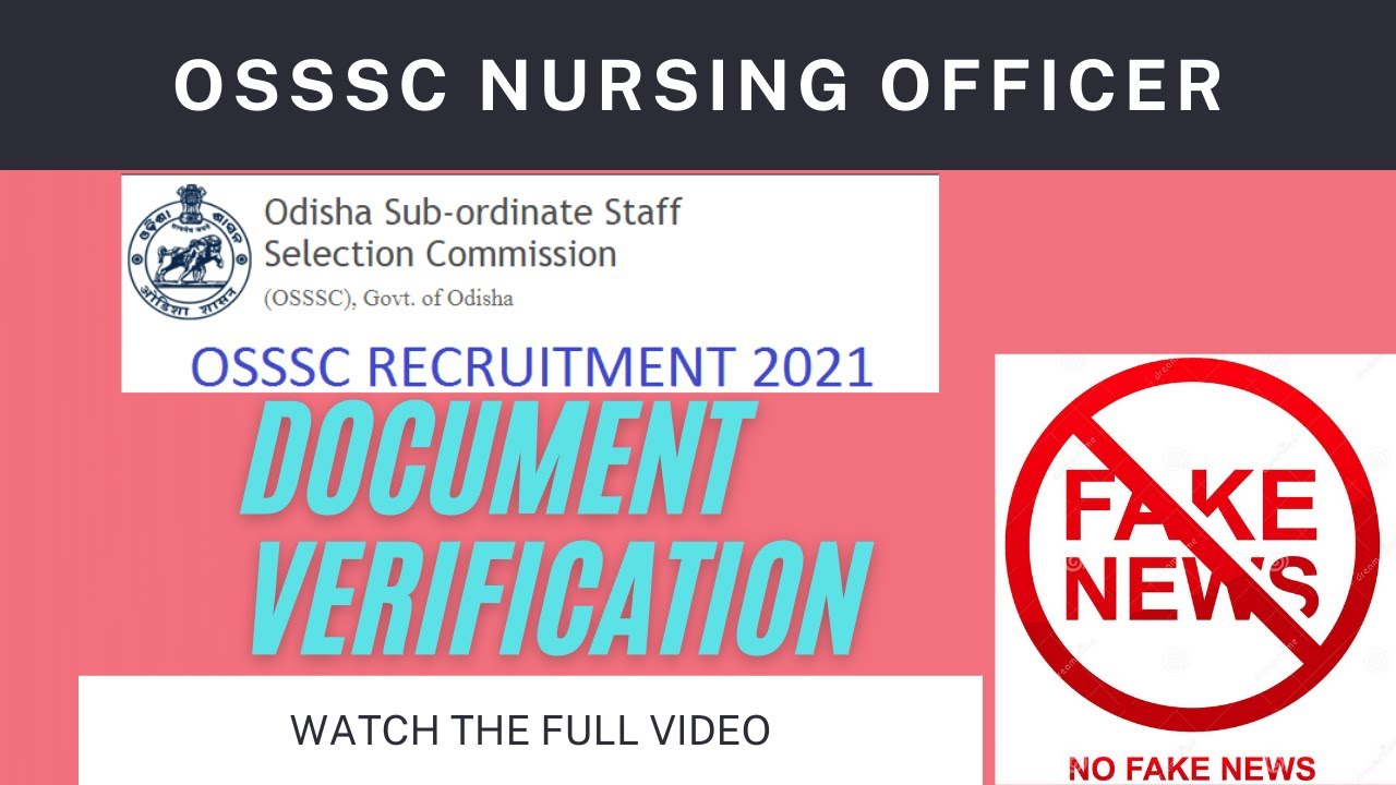 OSSSC Certificate Verification Of Nursing Officers #OSSSC #NOT_FAKE ...