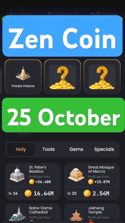 Zen Coin Daily Combo 25 October | ZEN Coin today Combo Card | Zen coin airdrop | #zencoin - YouTube