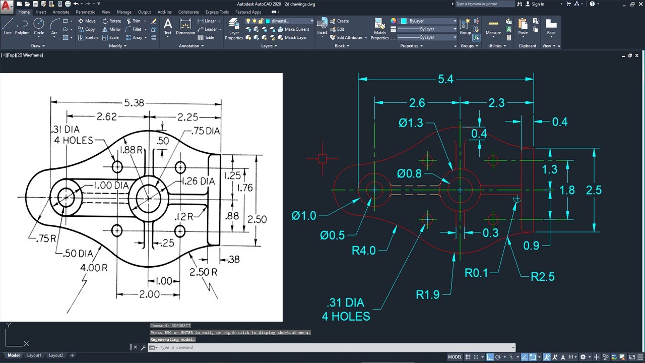 #4 Press Base 2D Drawing In AutoCAD | SparkCAD Mechanical - YouTube
