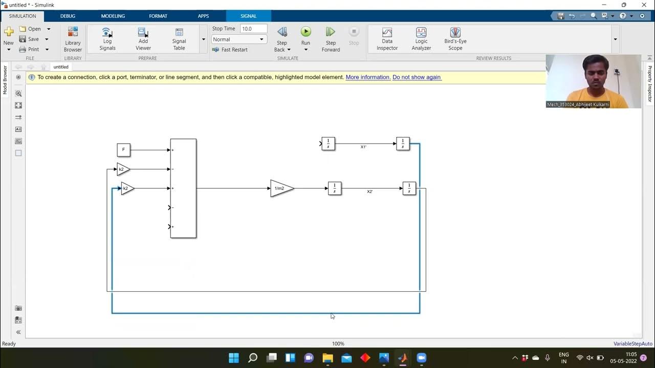 Two Mass Spring System in Matlab Simulink - YouTube