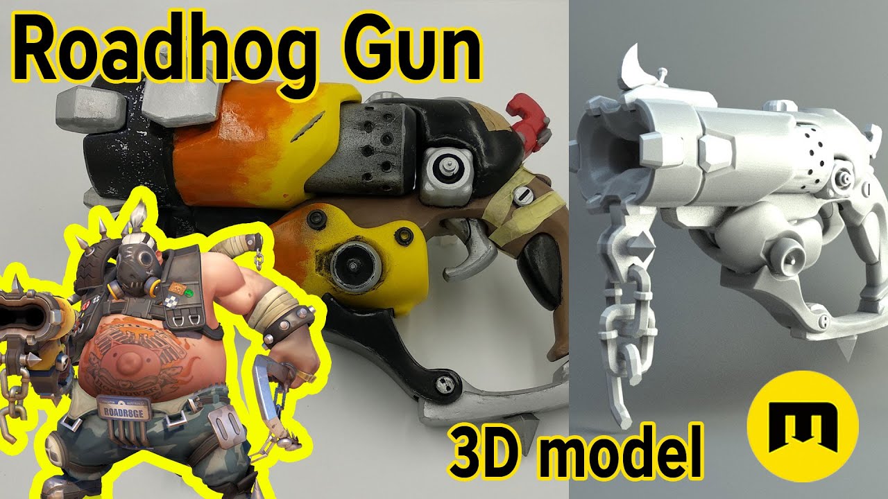 Roadhog scrab gun (3D model ready for 3D printing) - YouTube
