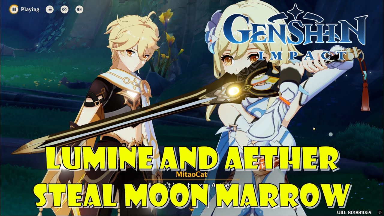 Lumine and Aether Steal Moon Marrow - Genshin Impact - YouTube