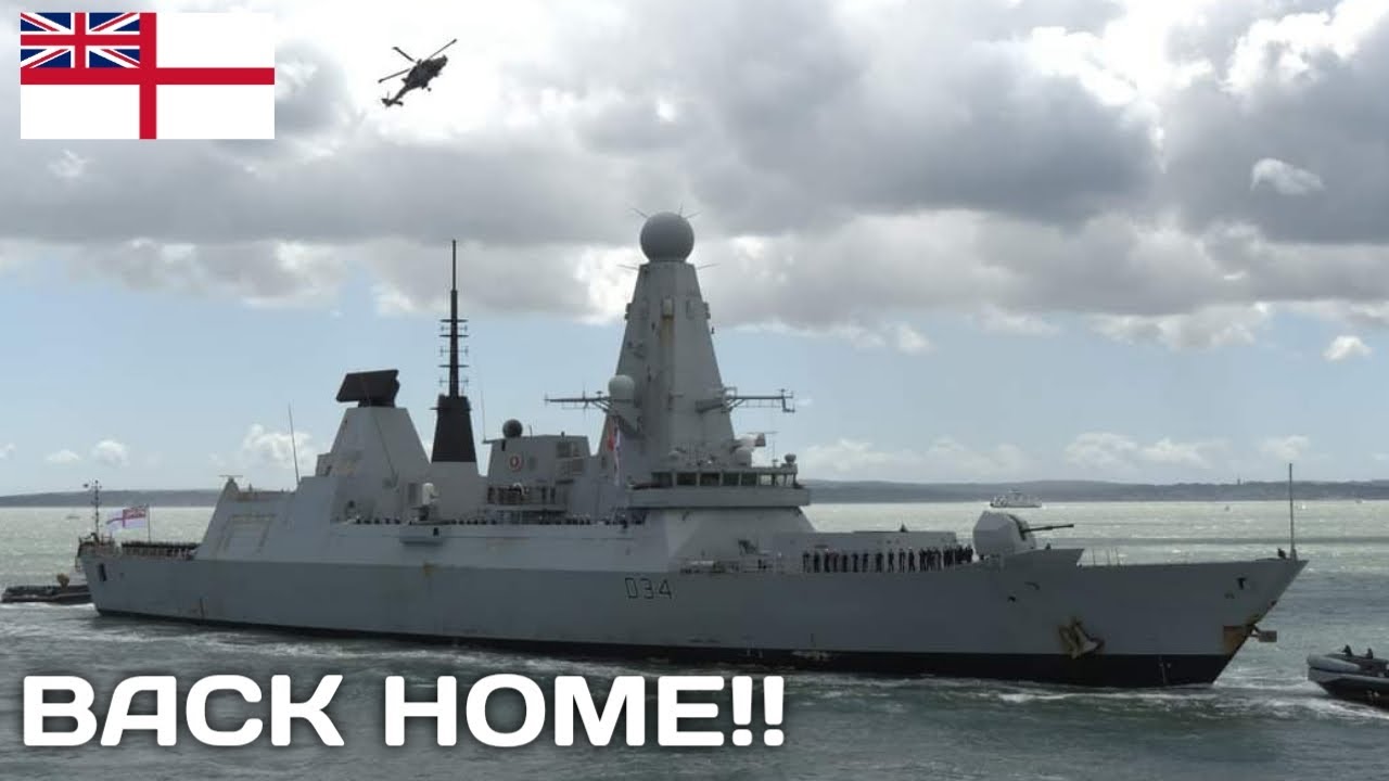 Back home, Royal Navy destroyer HMS Diamond returns to Portsmouth after ...