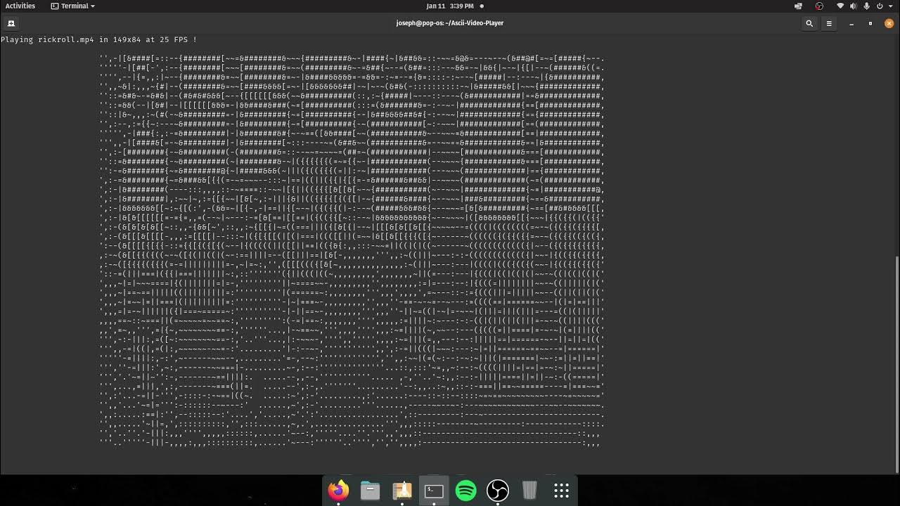 Rickroll on Terminal (Ascii-Video-Player) - YouTube