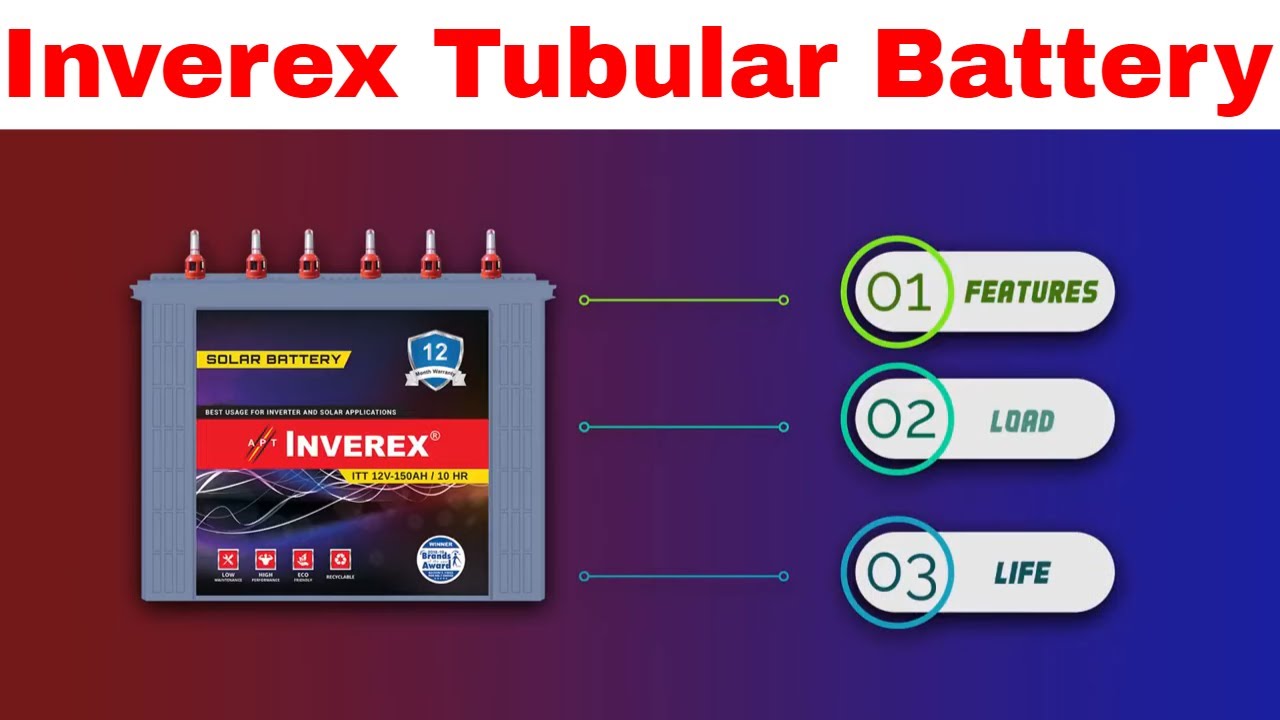 Inverex 150AH Tall Tubular Battery For Solar System - YouTube