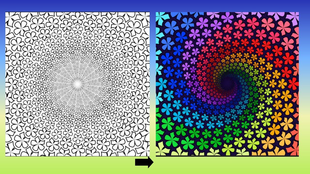 Satisfying coloring | Color filling | Coloring timelapse | Floral Art ...