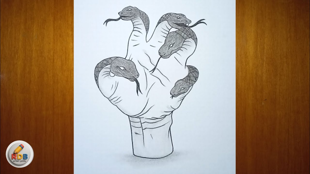 Draw a MEDUSA Inspired Hand with Snakes for Fingers -|- step by step ...