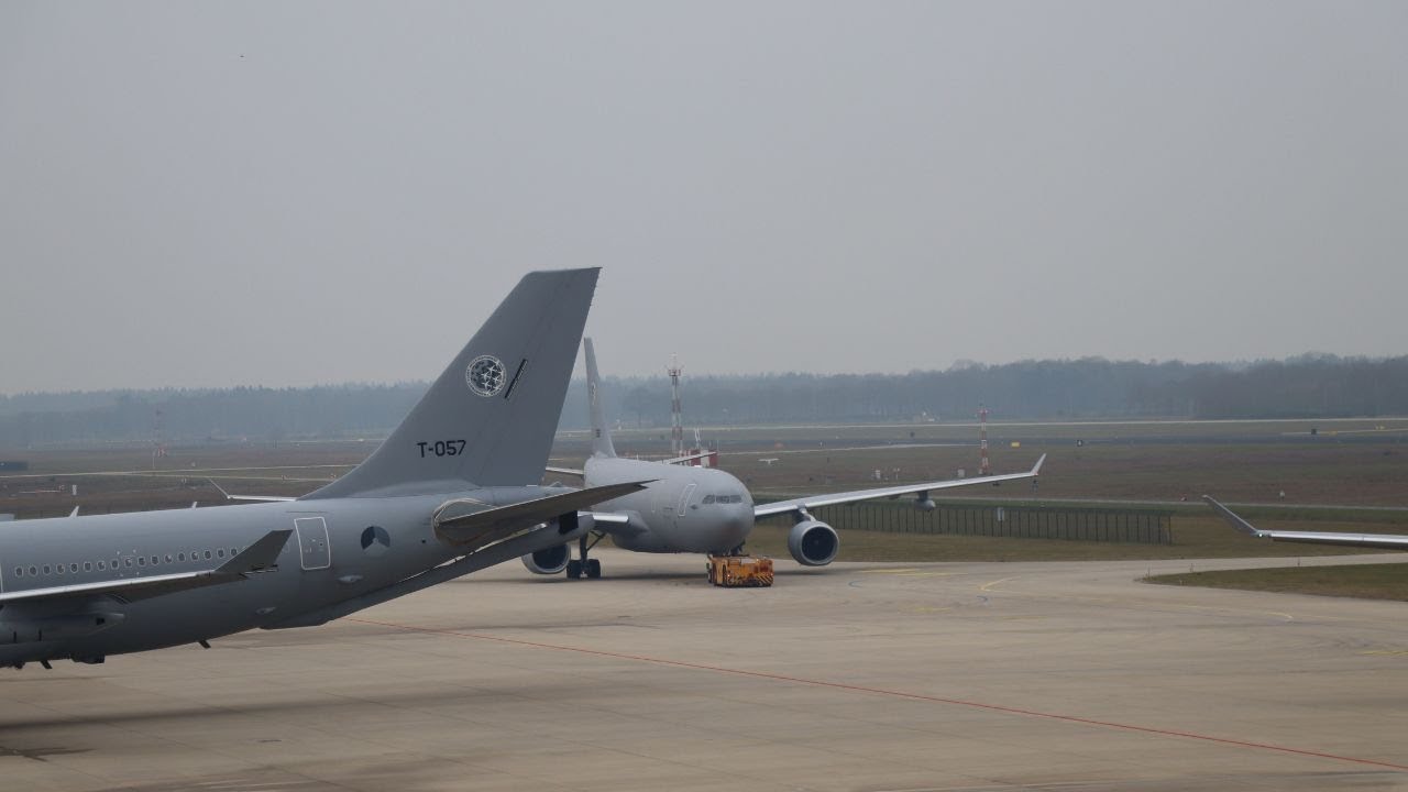 a330-2 MRTT (Tanker) takes off from Eindhoven Airport. - YouTube