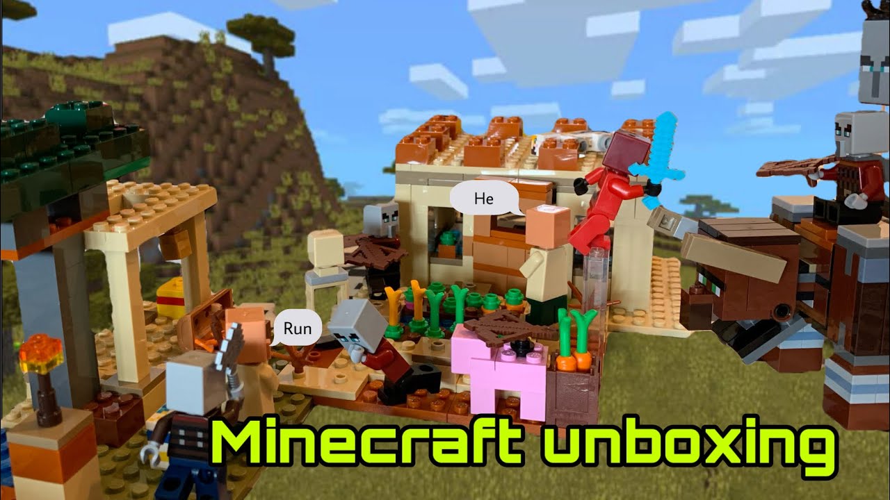 Lego minecraft pillager raid - YouTube