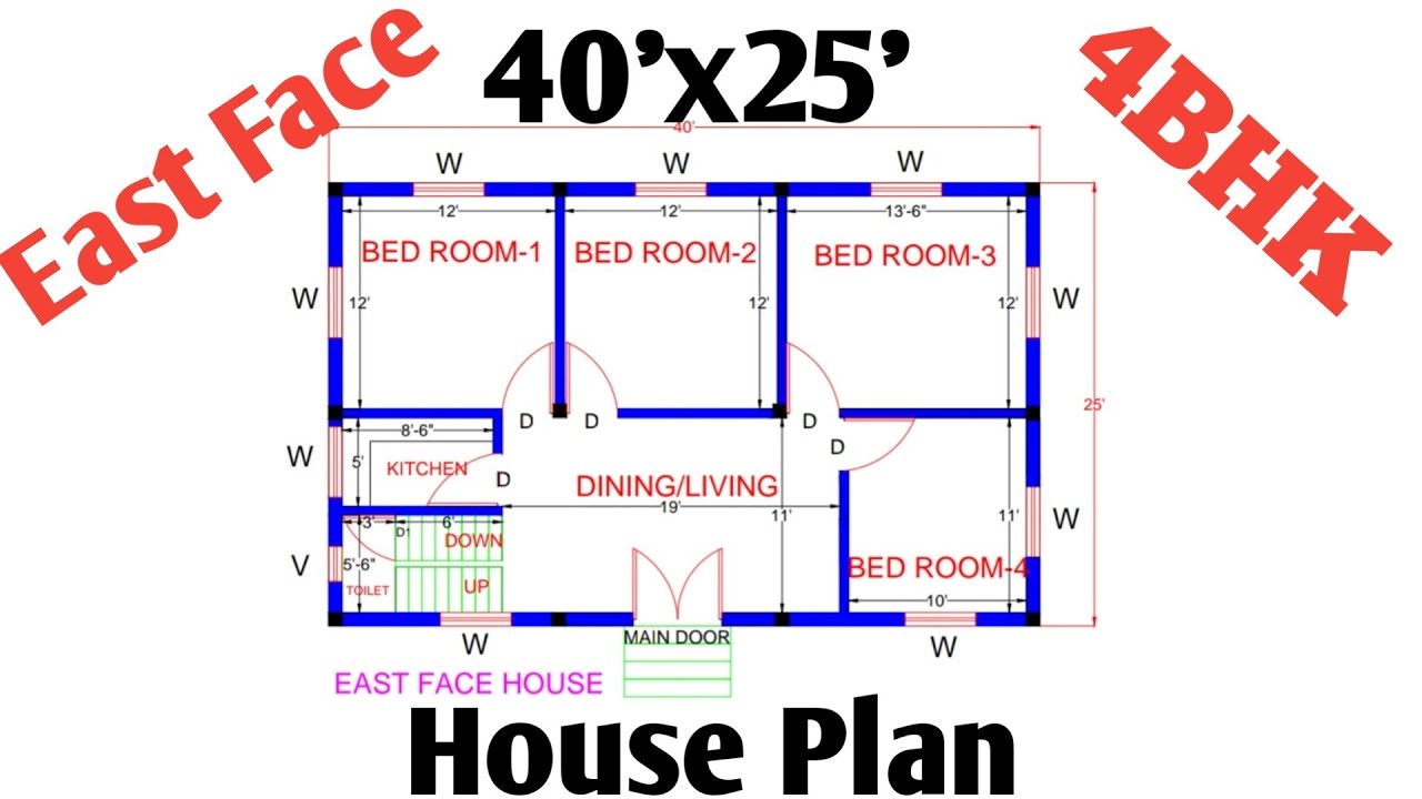 40 x 25 house plan|40x25 east face house plan|40*25 house design|40x25 ...