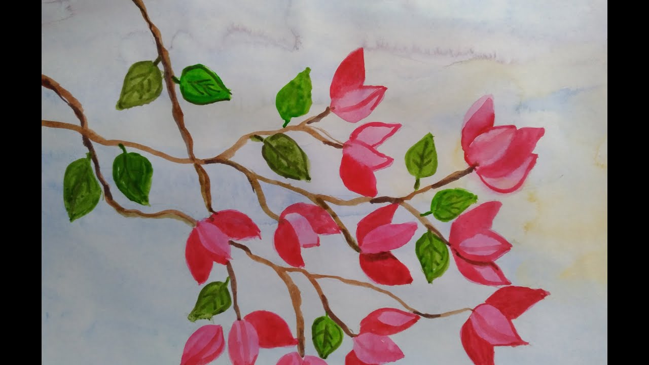 How to draw Bougainvillea flowers - YouTube