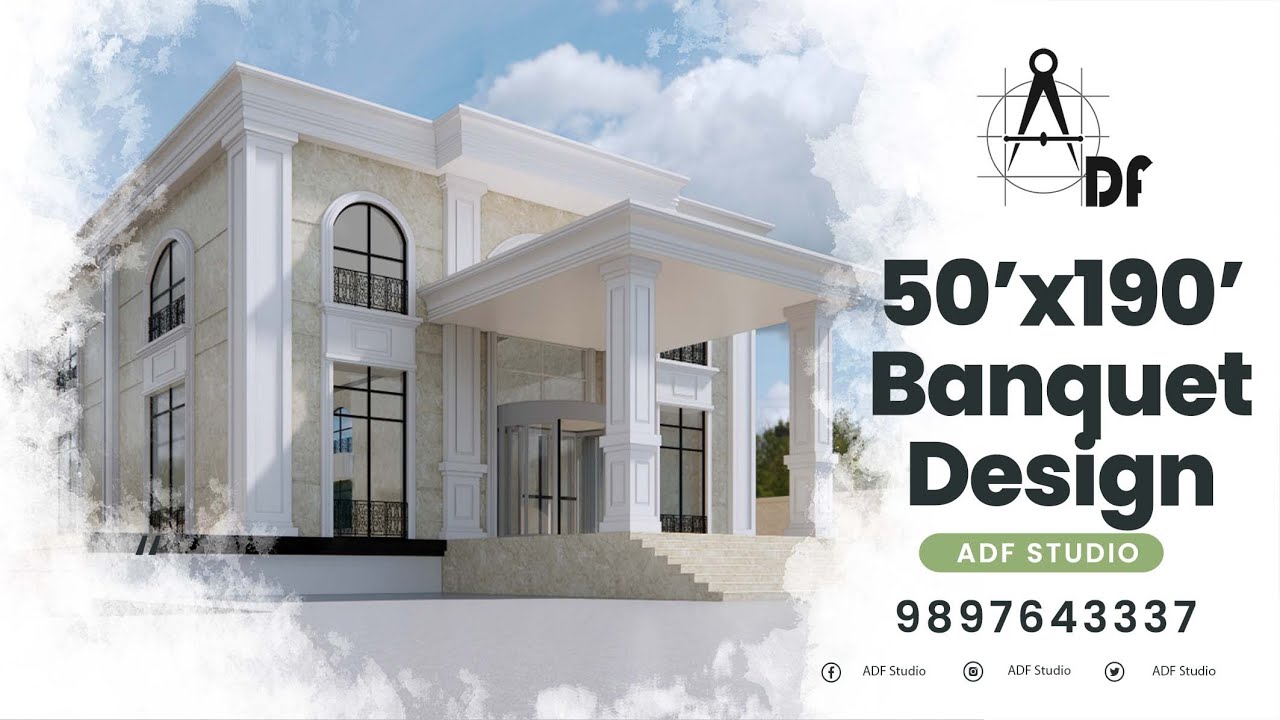 50x190 Banquet Hall Design | 80x260 Marriage Garden Design | Function ...