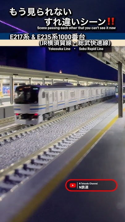 [連続通過‼︎] JR E217系&E235系(横須賀線)がすれ違うシーンを再現‼︎ #nゲージ #横須賀線 #総武快速線 #jr東日本 #e217系 #tomix #鉄道模型 #e235系 ...