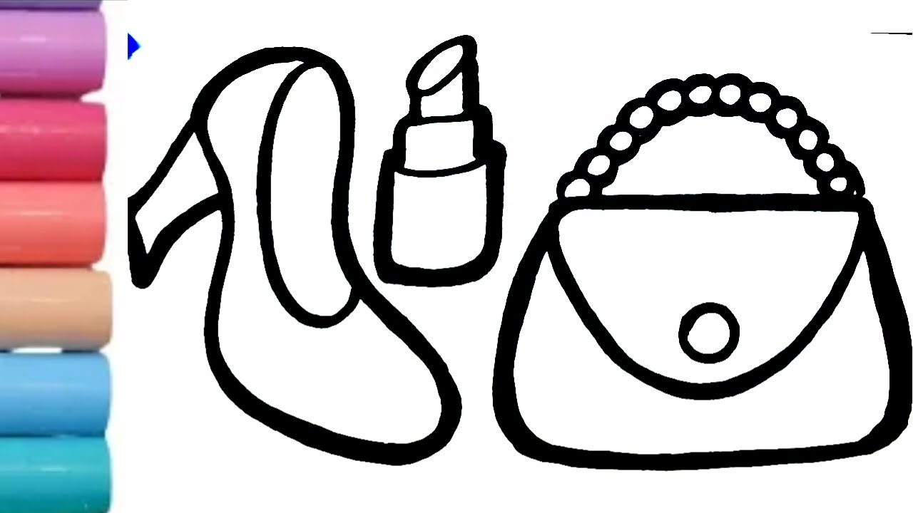 How To Draw Easy Woman Bag 👜 Shoes 👠Drawing, Painting &Coloring fir ...