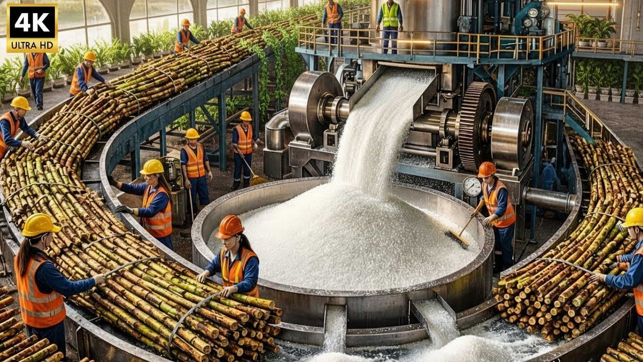 Inside a Giant Cane Sugar Factory: How Fresh Sugarcane Becomes Shiny ...