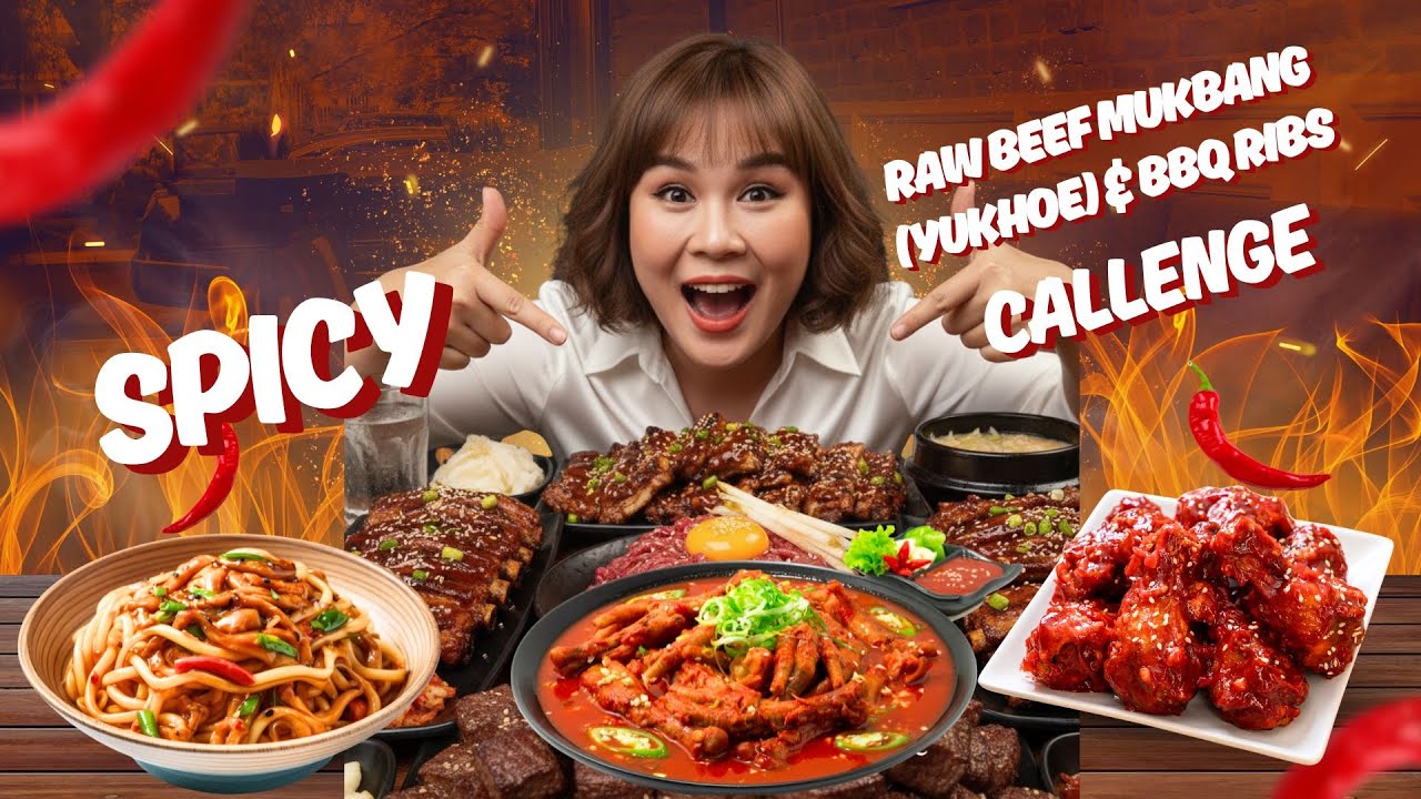 Raw Beef Mukbang (Yukhoe) & BBQ Ribs - YouTube