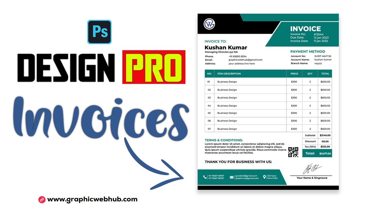 Design Pro💻 Invoices: Photoshop Edition! - YouTube