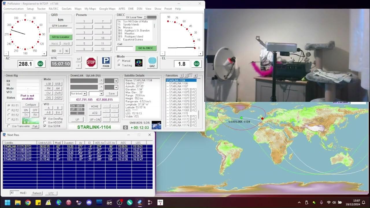 Automatic SarcNET & PST rotator tracking STARLINK satellites | Testing ...