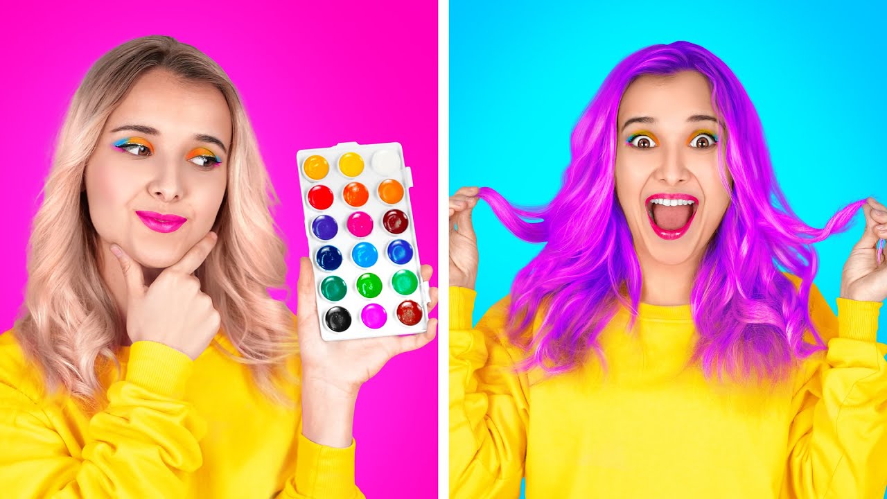 FUN AND COLORFUL HAIR IDEAS | |Cool And Easy Hair Tricks For Girls by ...