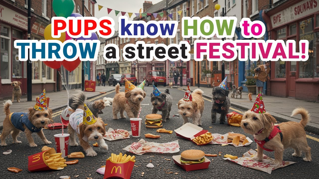 Paws and Parties these pups know how to throw a street festival! 🎉🐾 ...