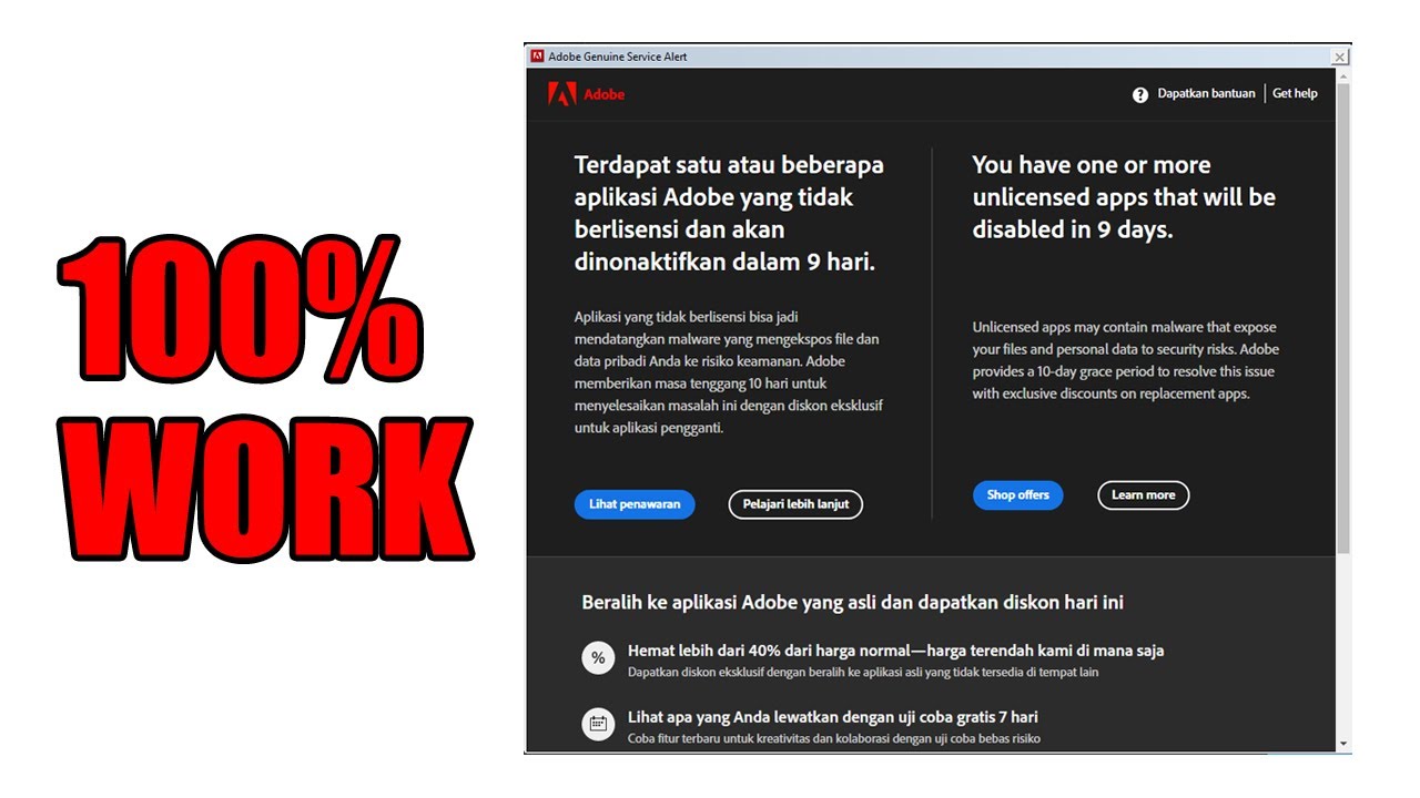 Mengatasi Adobe Genuine Service Alert | This Non-Genuine Adobe App has ...