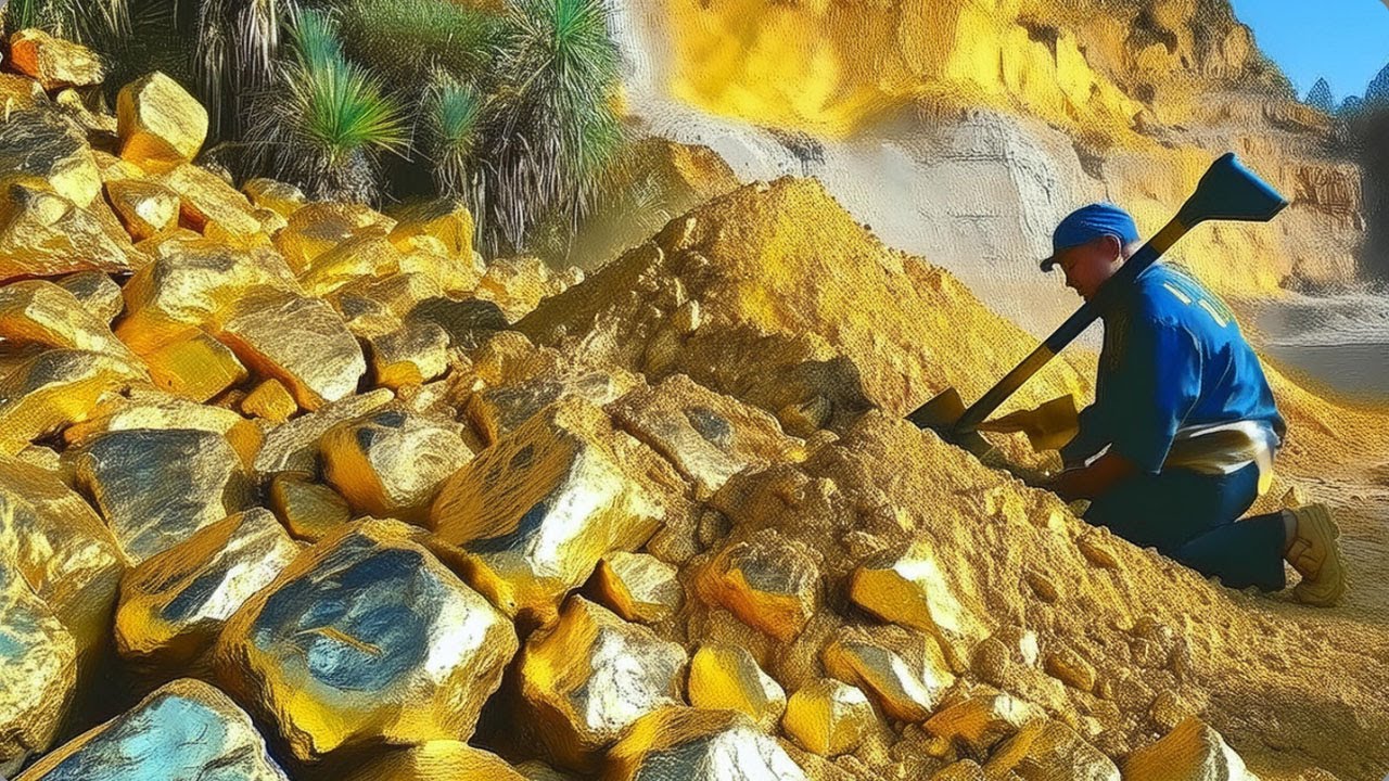 Top Five Videos ! dig & found gold mining in hole stone at the hillside ...