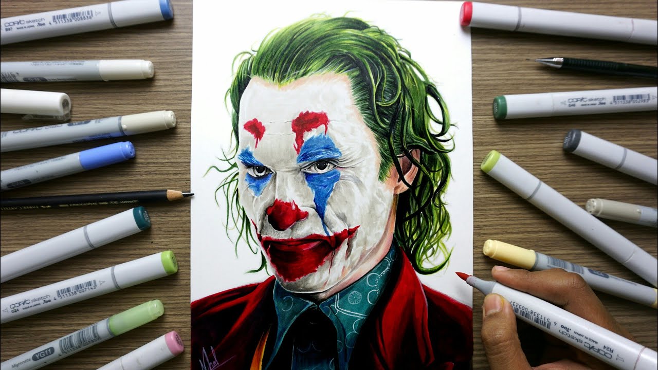 How to Draw JOKER || Joaquin Phoenix || JOKER Speedart - YouTube