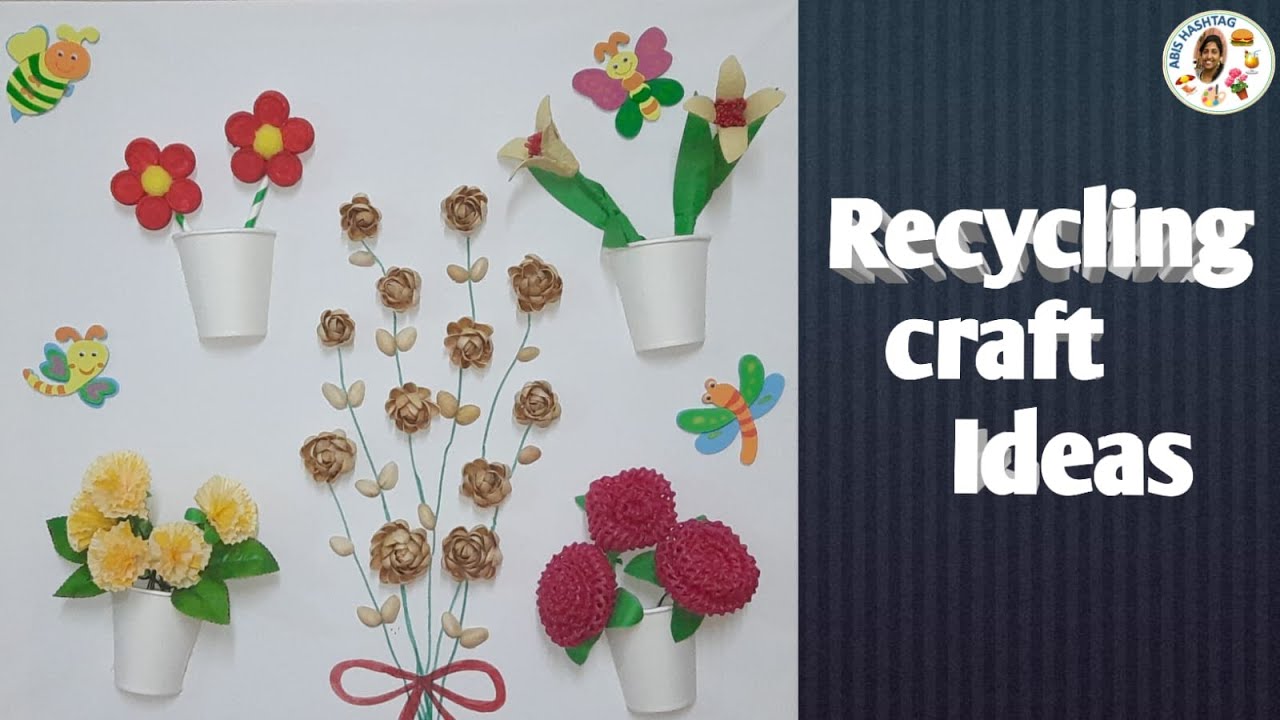 RECYCLING CRAFTS IDEAS | FLOWER ART | ENVIRONMENT DAY CRAFT | DIY ...