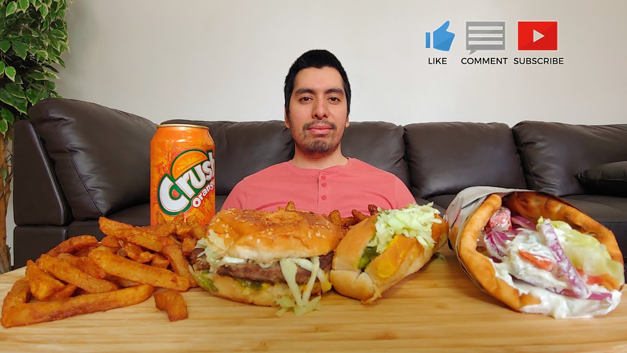FAST FOOD : BURGER, HOTDOG, CHICKEN PITA, FRIES 먹방 MUKBANG EATING SHOW ...