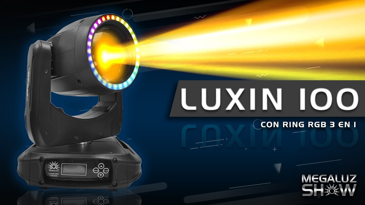 MEGALUZ Show │ LUXIN 100: 2 CABEZA MÓVIL BEAM, SPOT , PRISMAS Y ARO LED ...