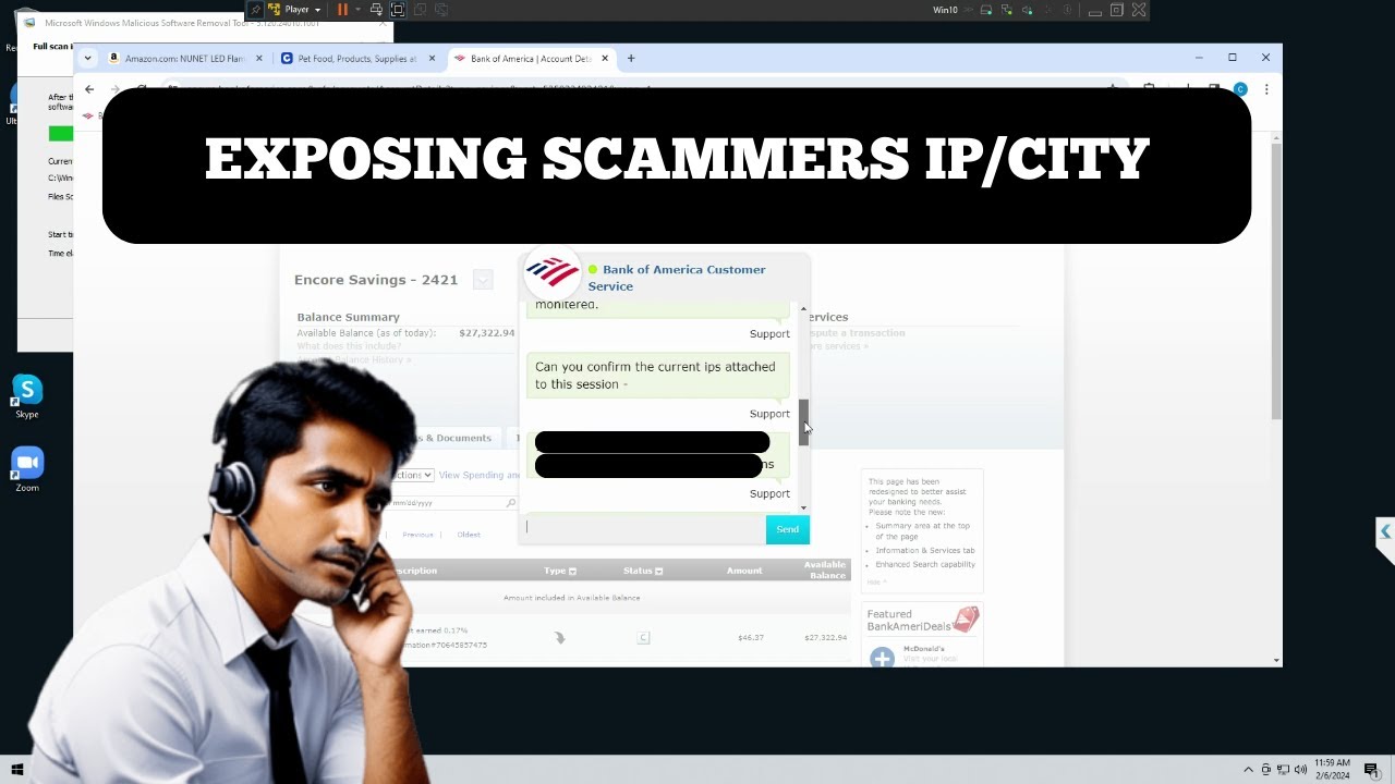 Fake Bank Support Exposes Fraud Scammer With His IP Address - YouTube