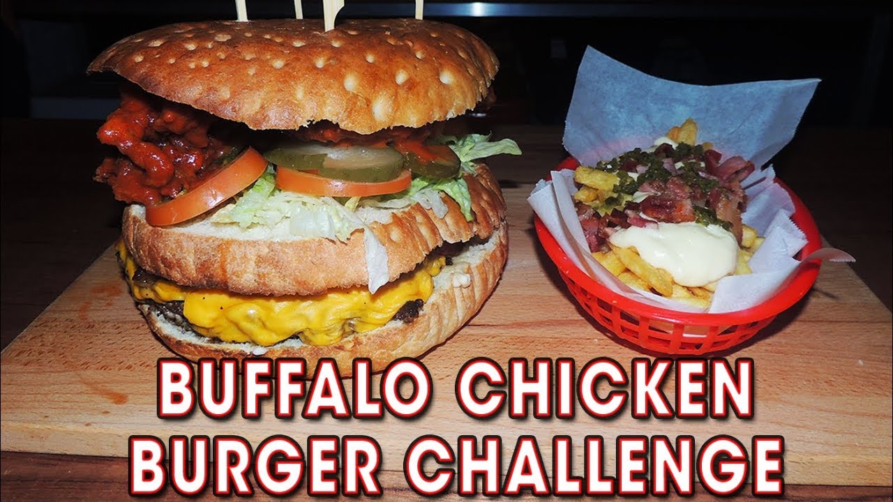 Undefeated Buffalo Chicken & Bacon Cheeseburger Challenge!! - YouTube