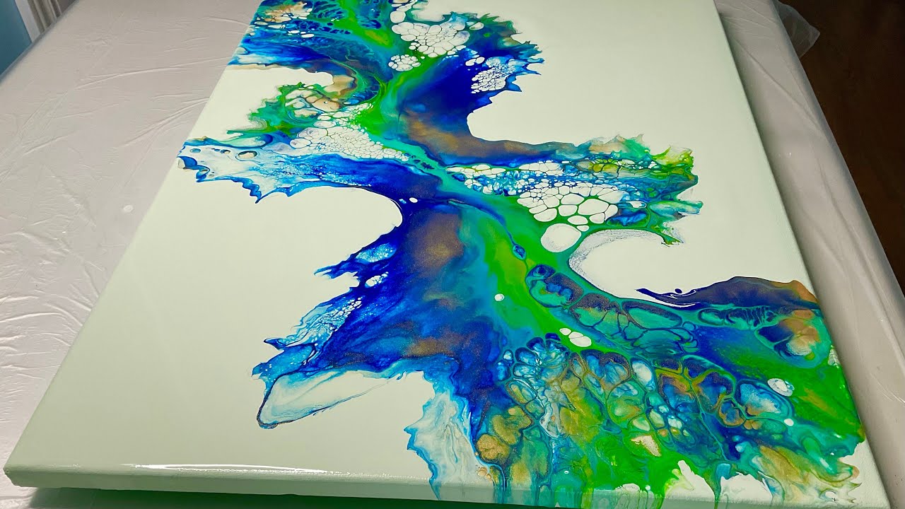 (52) Fresh Dutch Pour with Blue and Green Combo - Acrylic Pouring Fluid ...