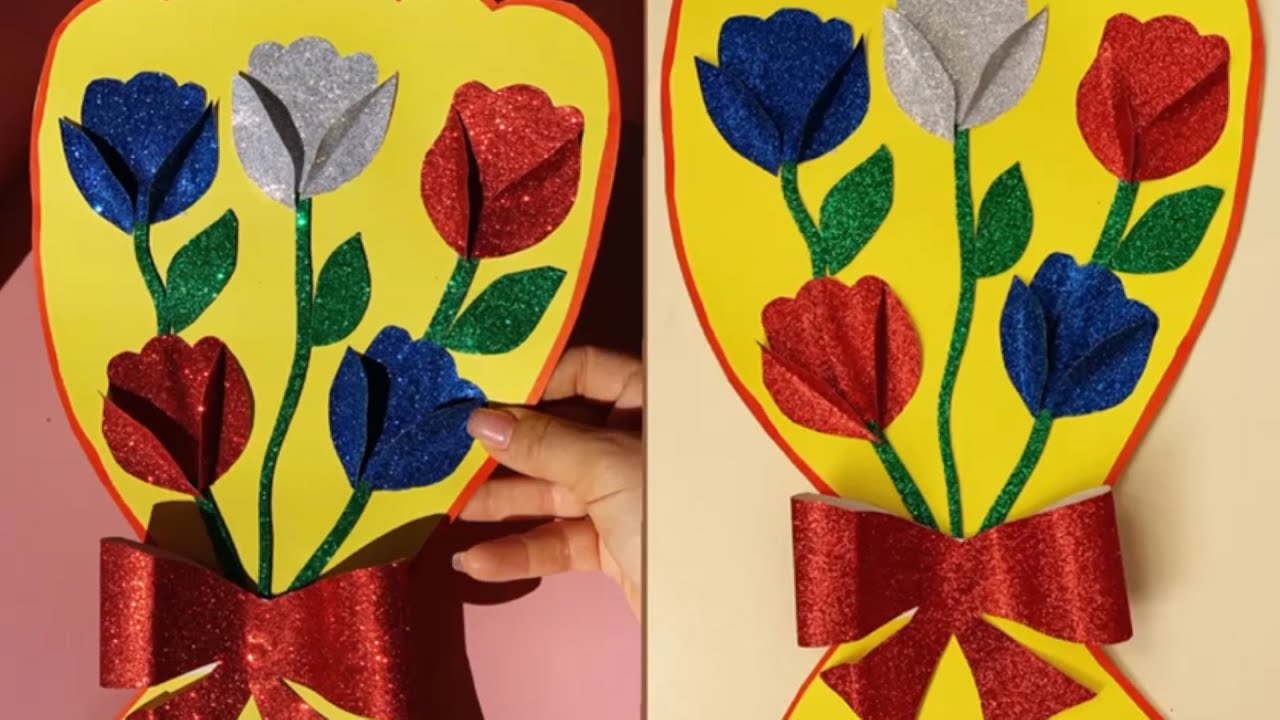 Si të bëjmë me letër një buqetë me lule | Bouquet of flowers 💐 - YouTube