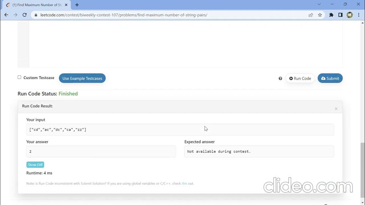 A: Leetcode biweekly contest 107 Find Maximum Number of String Pairs ...
