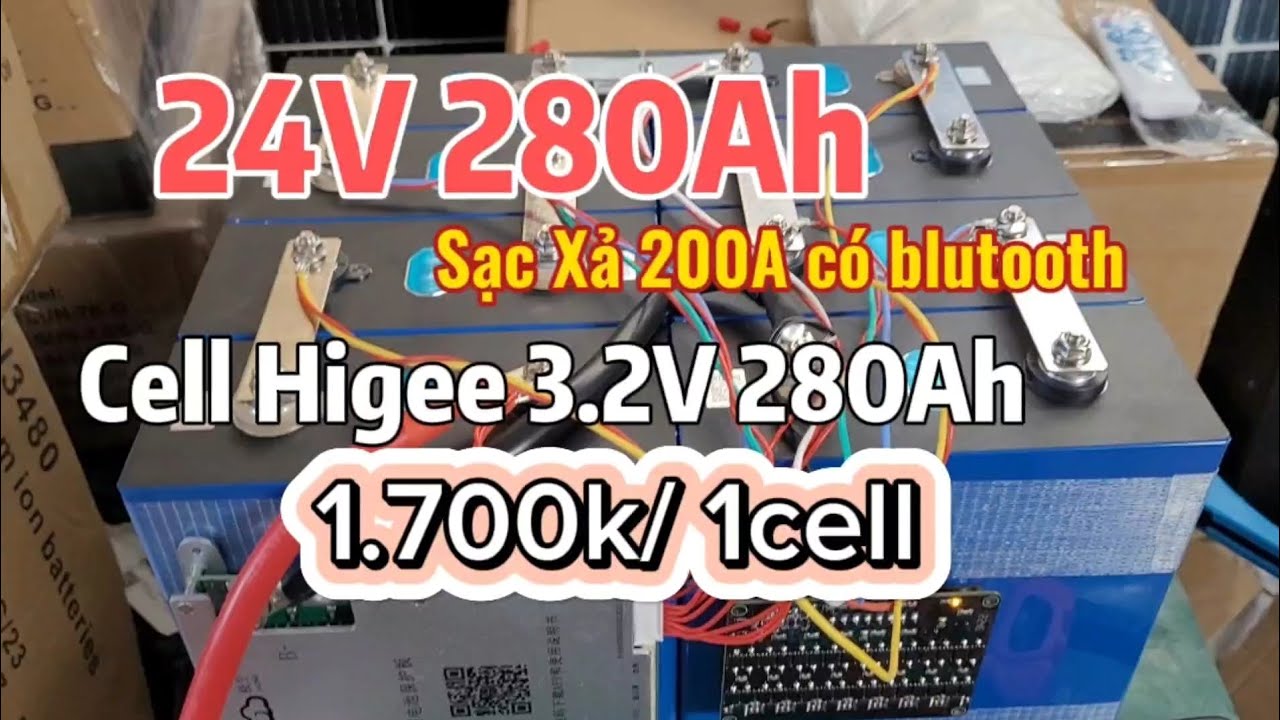 Pin lithium 24V 280ah sạc xả 200A cân bằng 6A - YouTube